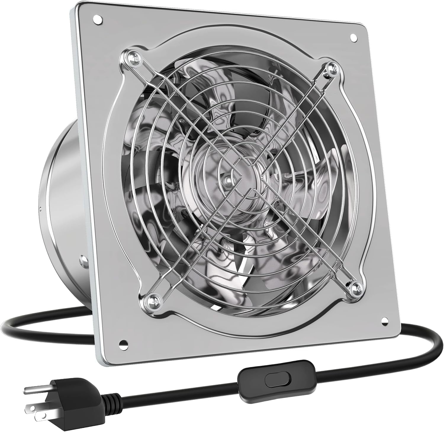 6 Inch Silver Exhaust Fan with Switch, 110V Exhaust Smoke Fan ...