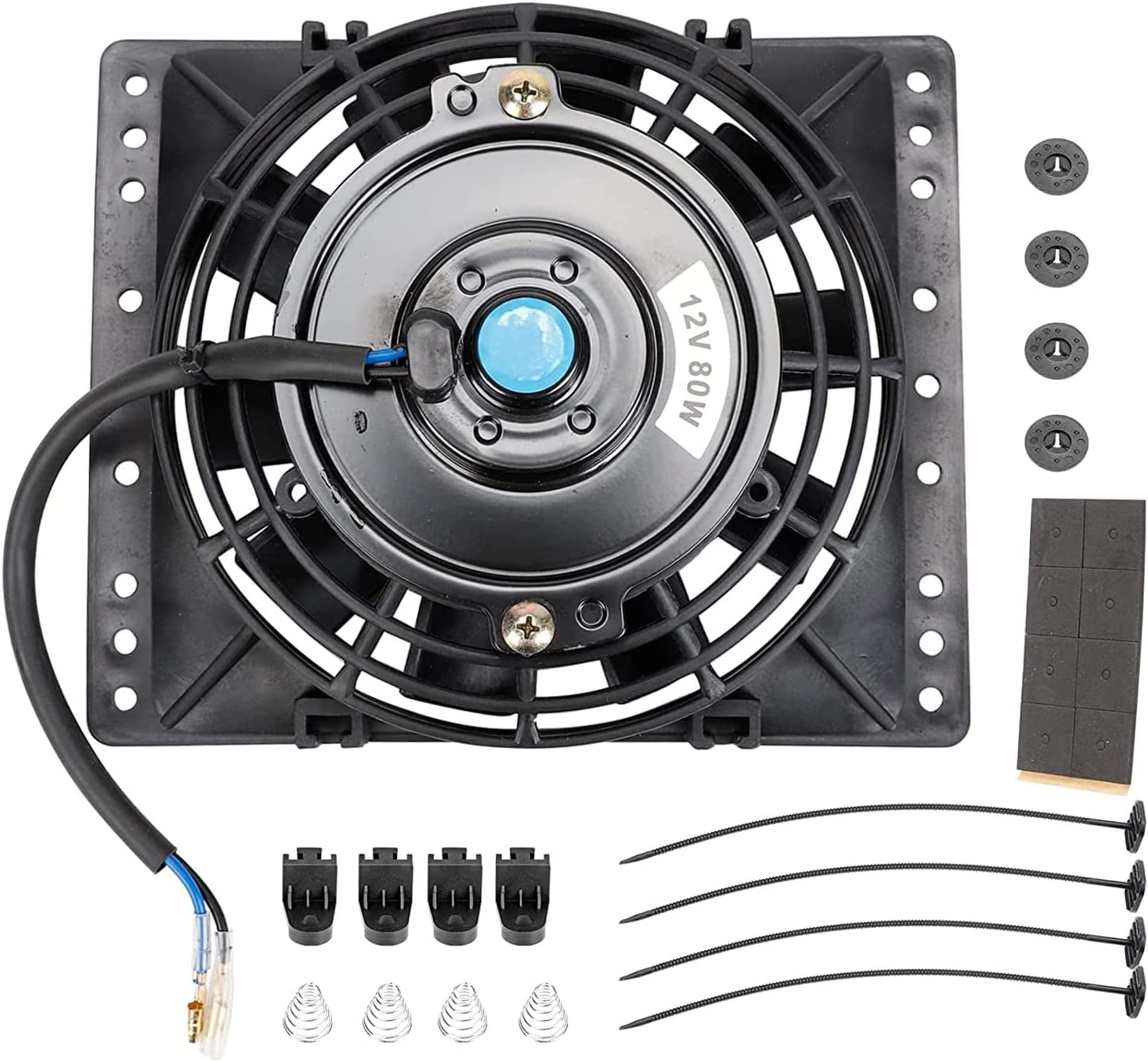 6 Inch Slim 650CFM Radiator Cooling Fans Universal Slim Pull Push 12V 80W Direct Replacement ...