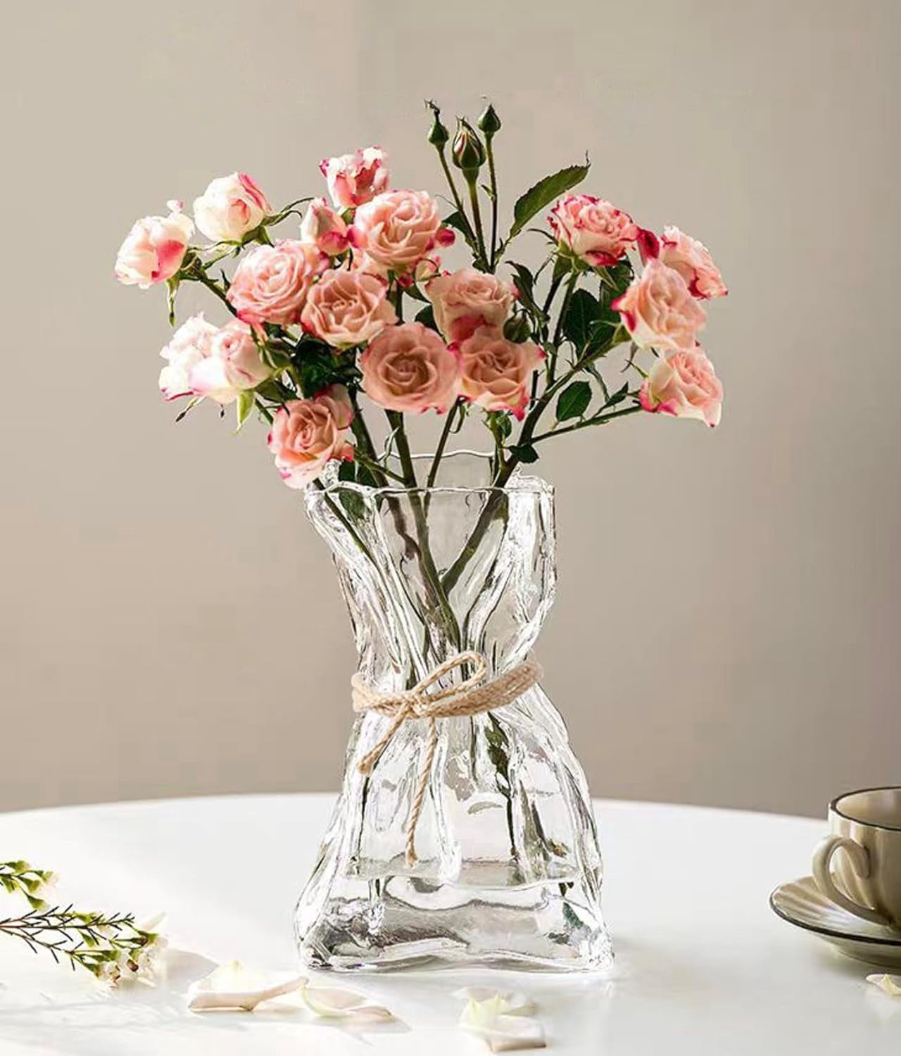 6 Inch Small Glass Flower Vase, Irregular Clear Flower Vases for ...