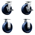 6 Inch Solid Polyurethane Caster Set with Ball Bearings 2 Brakes 2 ...