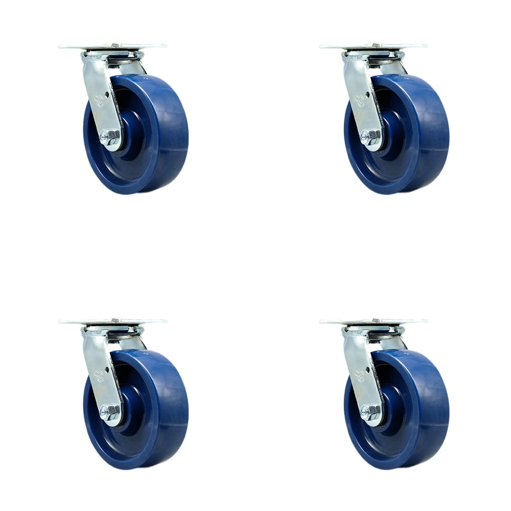 6 Inch Solid Polyurethane Caster Set with Roller Bearing and Swivel ...
