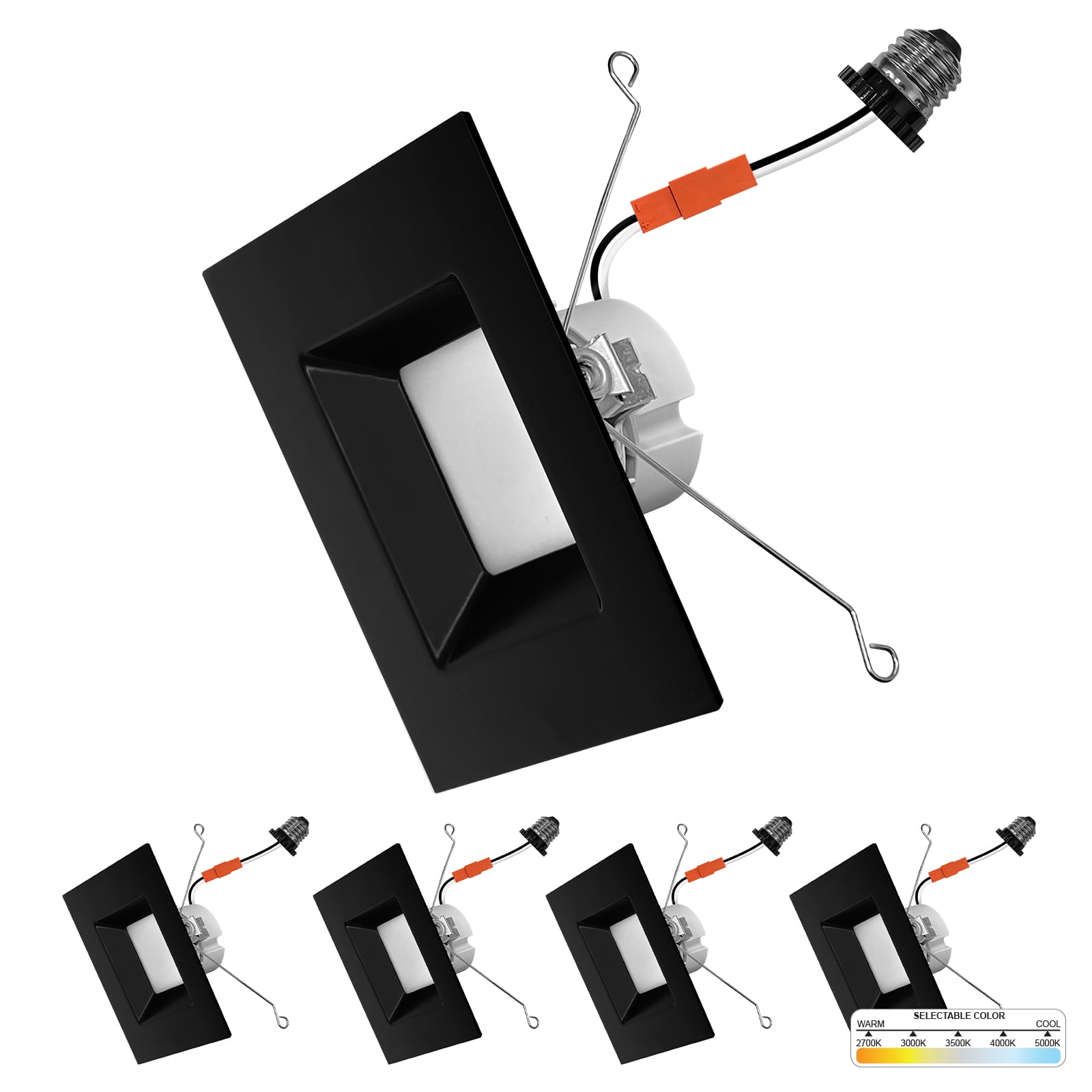 6 Inch Square LED Retrofit Recessed Light (4 Pack) 14W, 120V, 750 ...