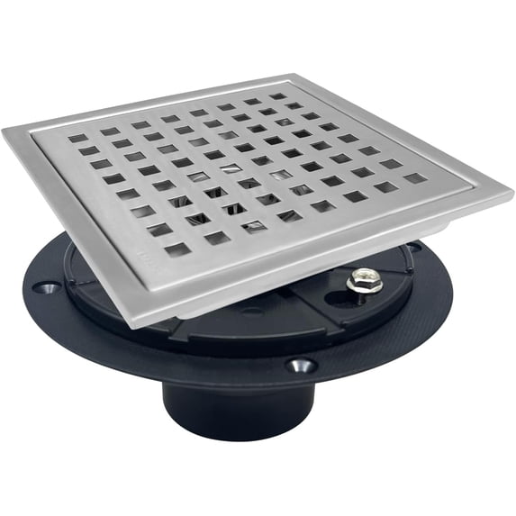 6 Inch Square Shower Drain with Flange, Removeable Grate SUS 304 ...