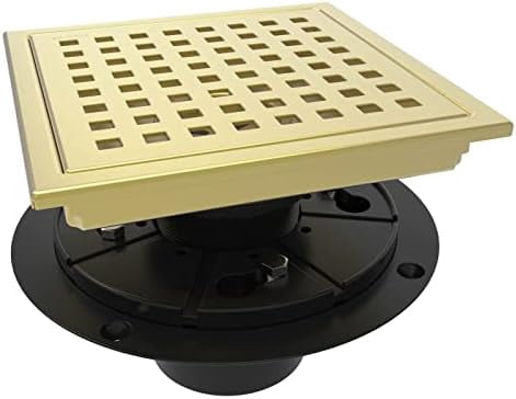 6 Inch Square Shower Floor Drain with Flange,Quadrato Pattern Grate ...