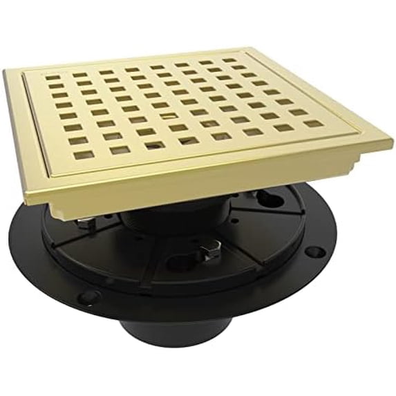 6 Inch Square Shower Floor Drain with Flange,Quadrato Pattern Grate ...