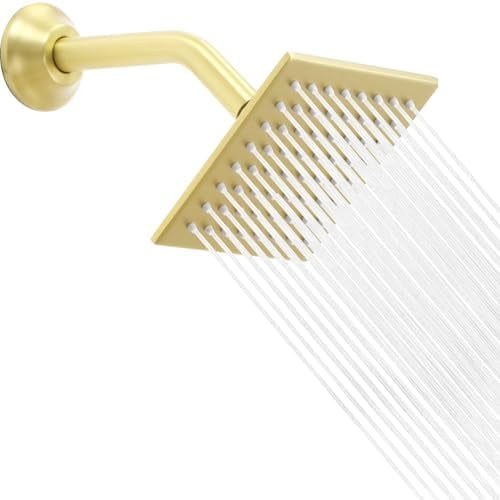 6 Inch Square Shower Head Stainless Steel High Pressure Rain Shower ...