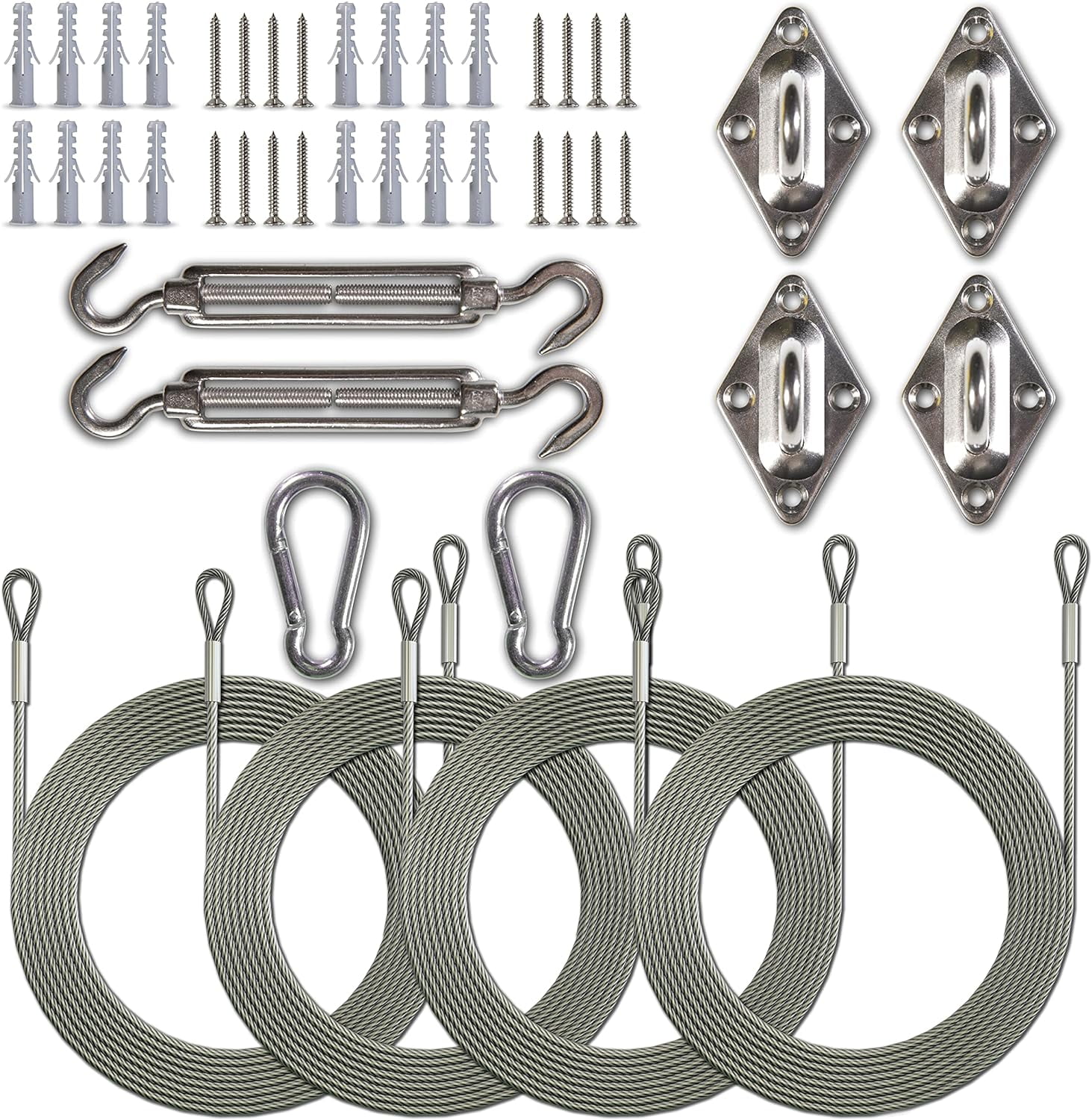 6 Inch Stainless Steel Hardware Kit Plus Cable for Rectangle Or Square ...