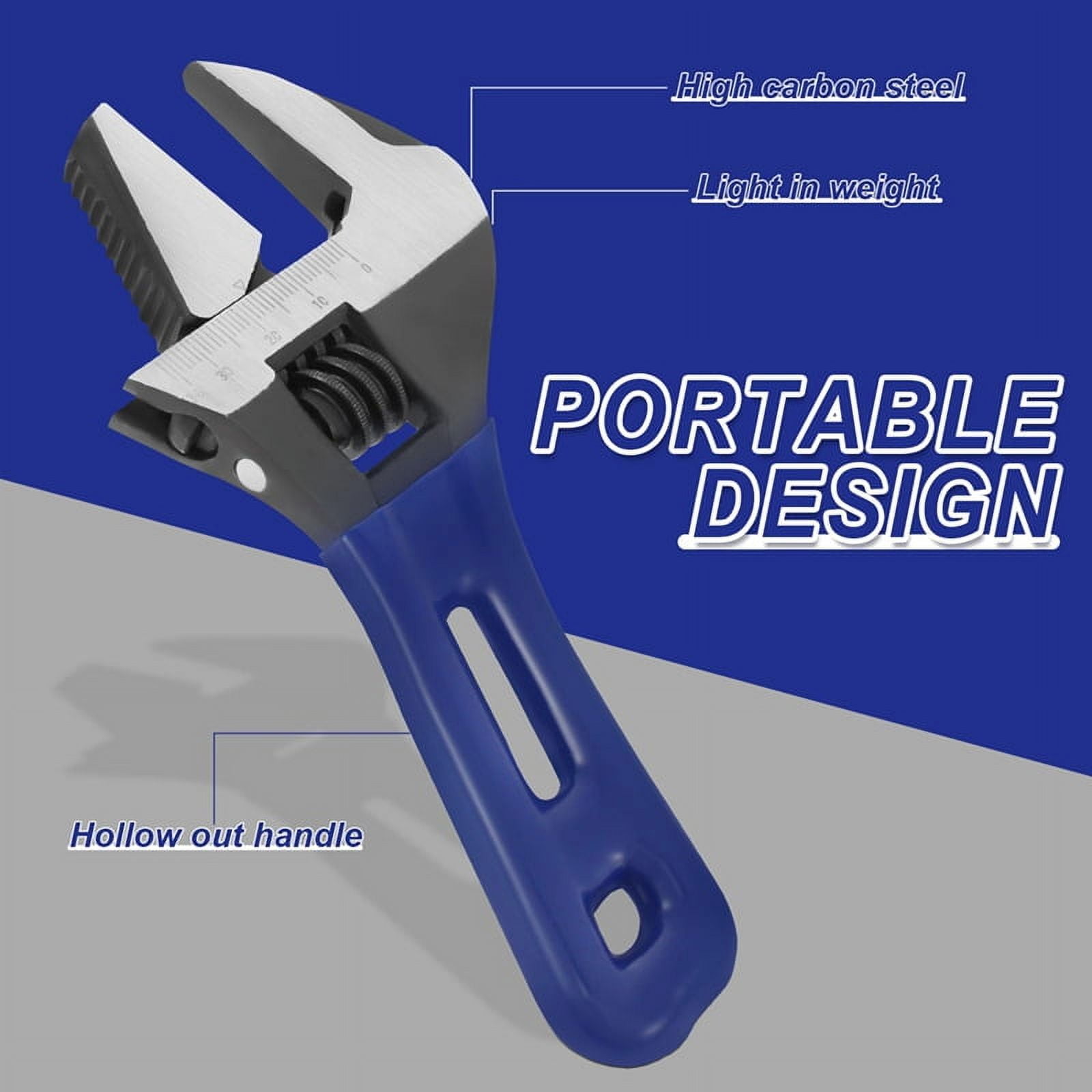 6-Inch Stubby Adjustable Wrench, 1.42-Inch Extra Wide Jaw Opening ...