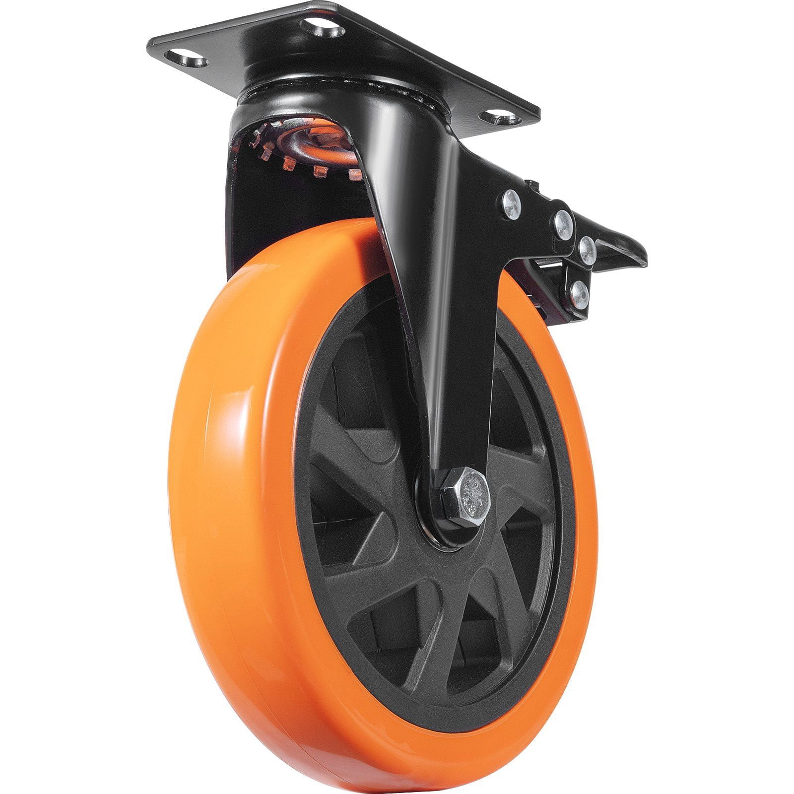 6-Inch Swivel Plate Casters with Dual Brake Lock, Set of 4 - Heavy Duty ...