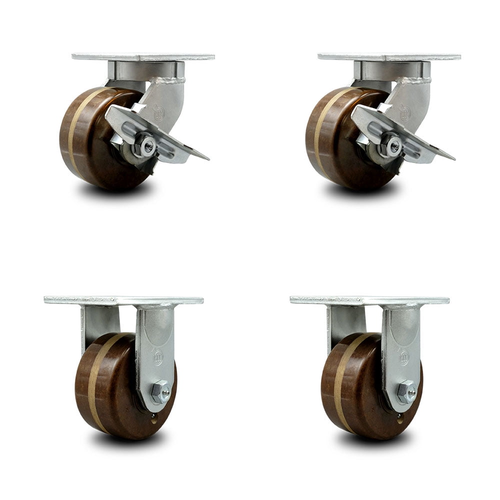 6 Inch Swivel Top Plate Caster Set Extra Heavy Duty Casters with High ...