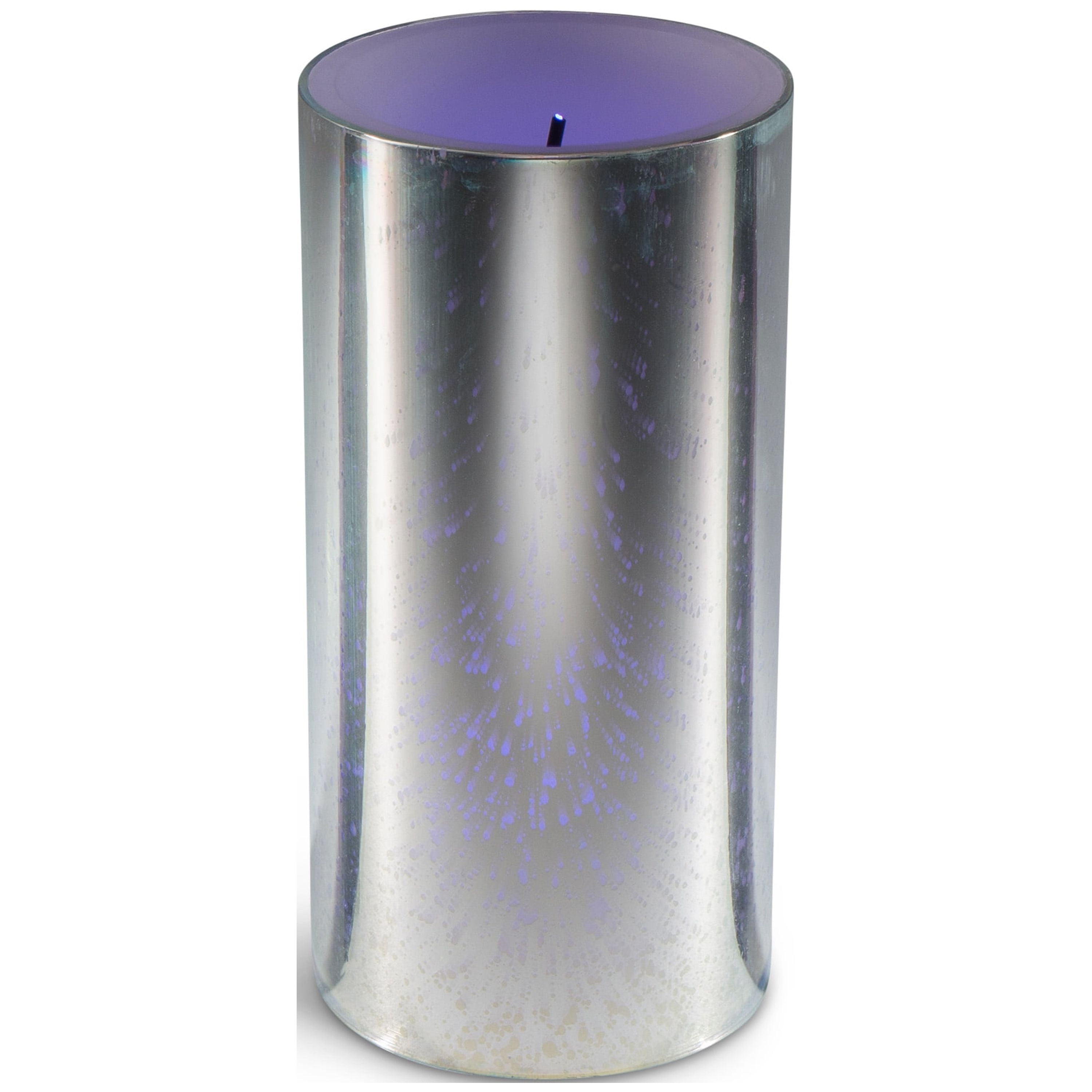 6-Inch Tall Battery Operated Silver Galaxy Effect LED Candle with Timer ...