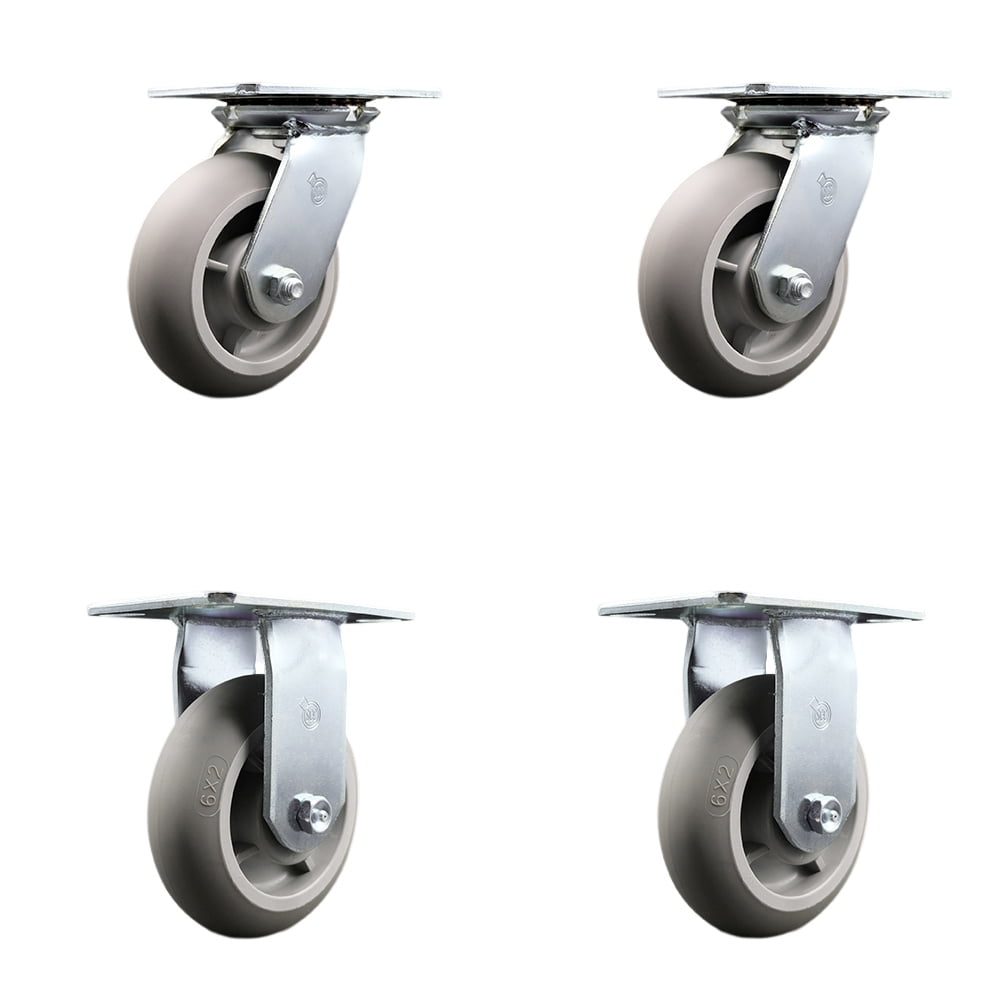 6 Inch Thermoplastic Caster Set with Ball Bearings 2 Swivel 2 Rigid SCC ...