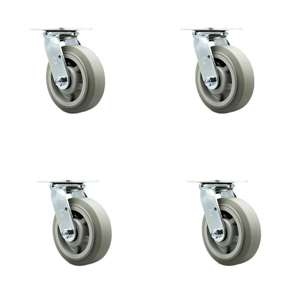 6 Inch Thermoplastic Rubber Swivel Caster Set with Ball Bearing and ...