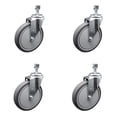 6 Inch Thermoplastic Rubber Wheel Swivel 10mm Threaded Stem Caster Set ...