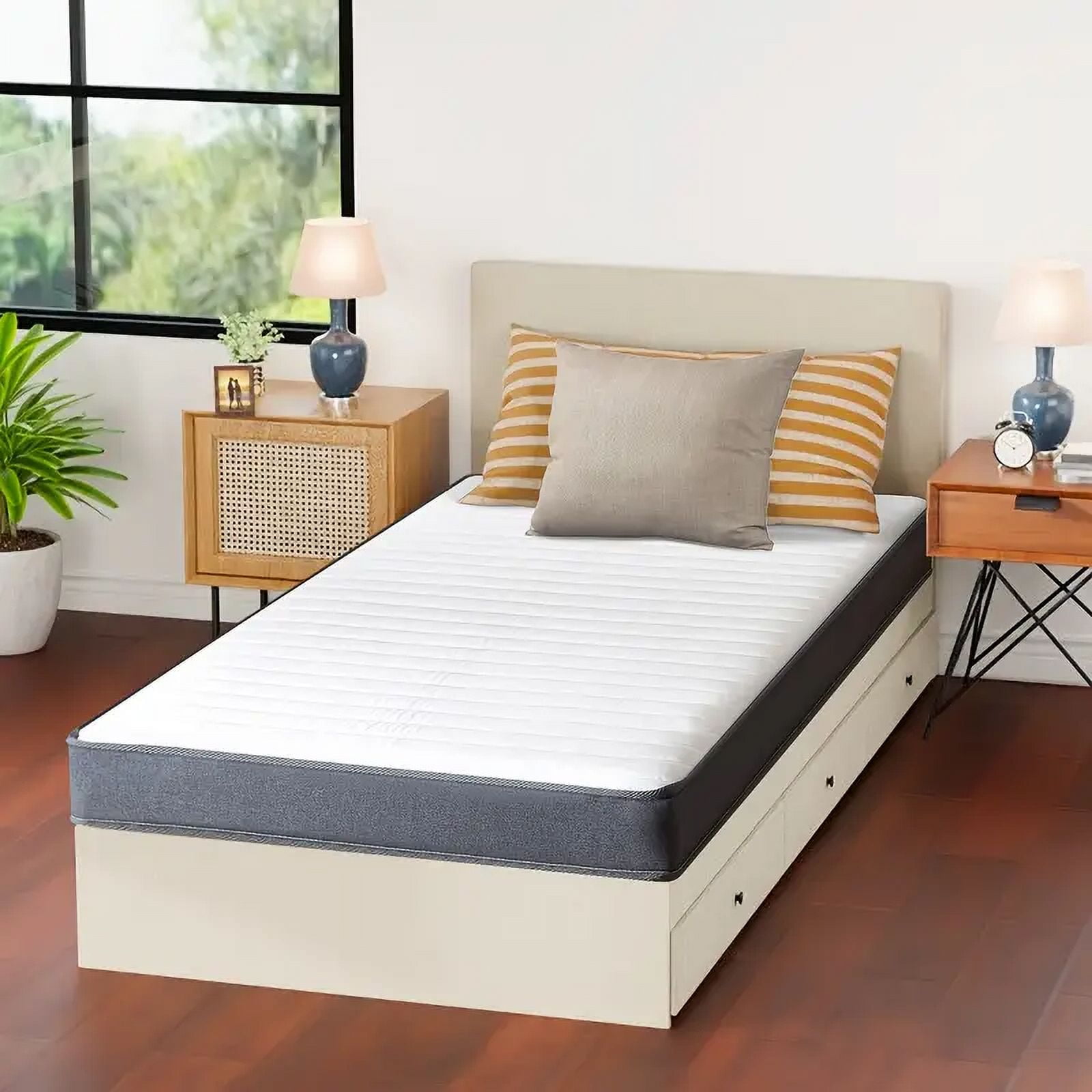 6 Inch Twin Mattress, Foam and Spring Hybrid Mattress in a Box, Medium ...