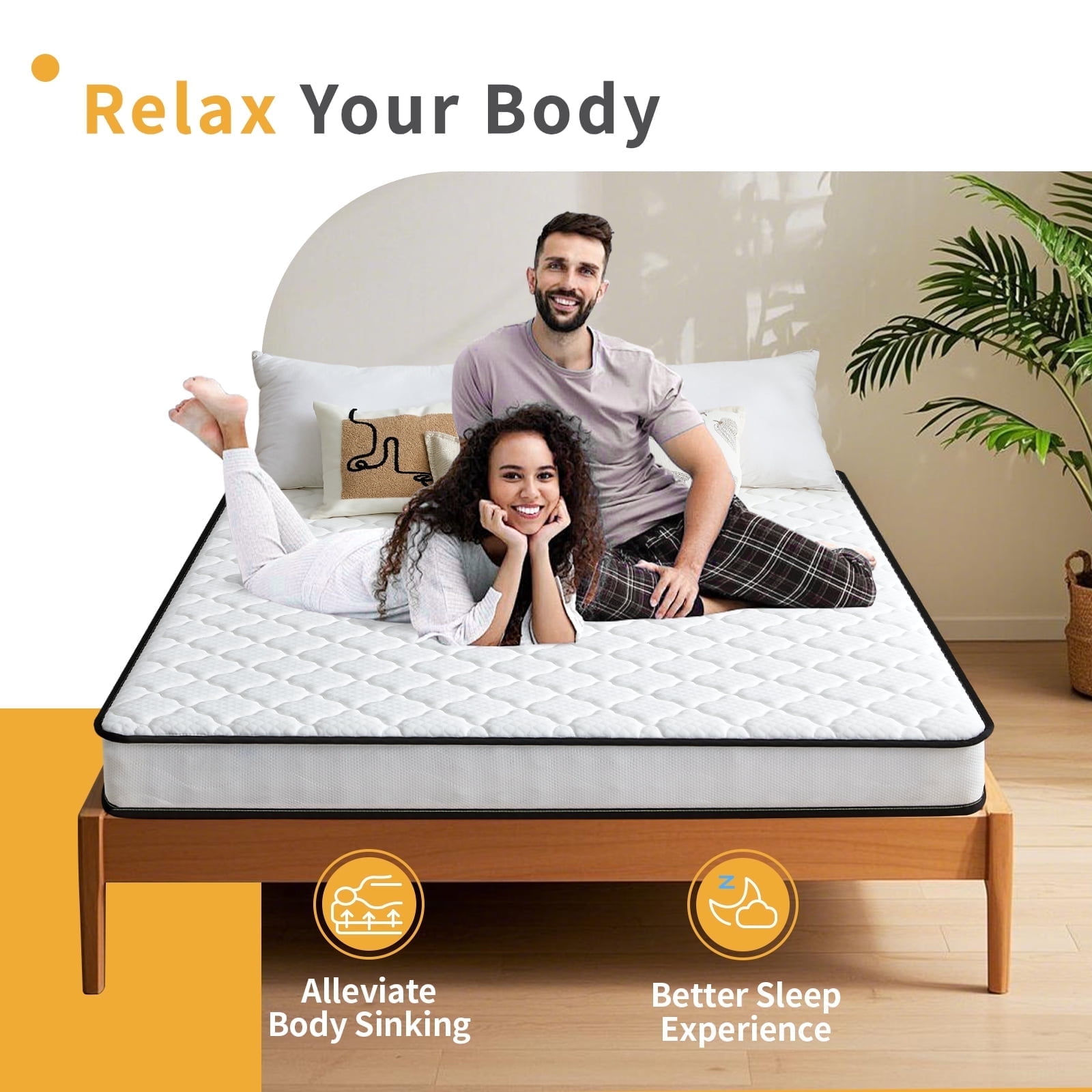 6 inch Twin Mattress, Foam and Spring Hybrid Mattress, Breathable ...