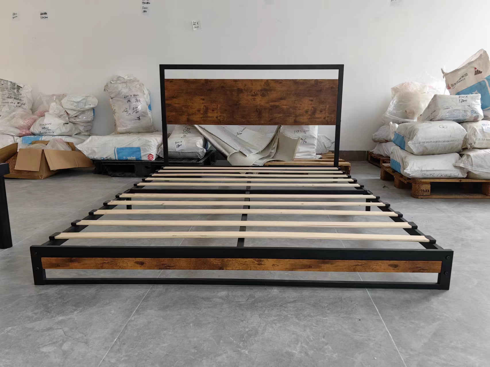 6 Inch Twin Metal Platform Bed Frame with Wooden Headboard and ...
