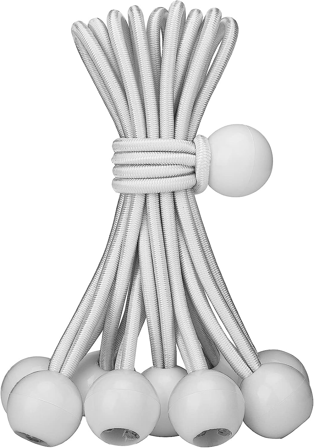 6 Inch White Bungee Cords with Ball, Tarp Tie Down Cord, 10 Pcs ...
