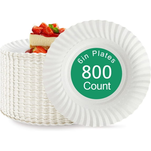 6 Inch White Paper Plates Uncoated Everyday Disposable Paper Plates ...