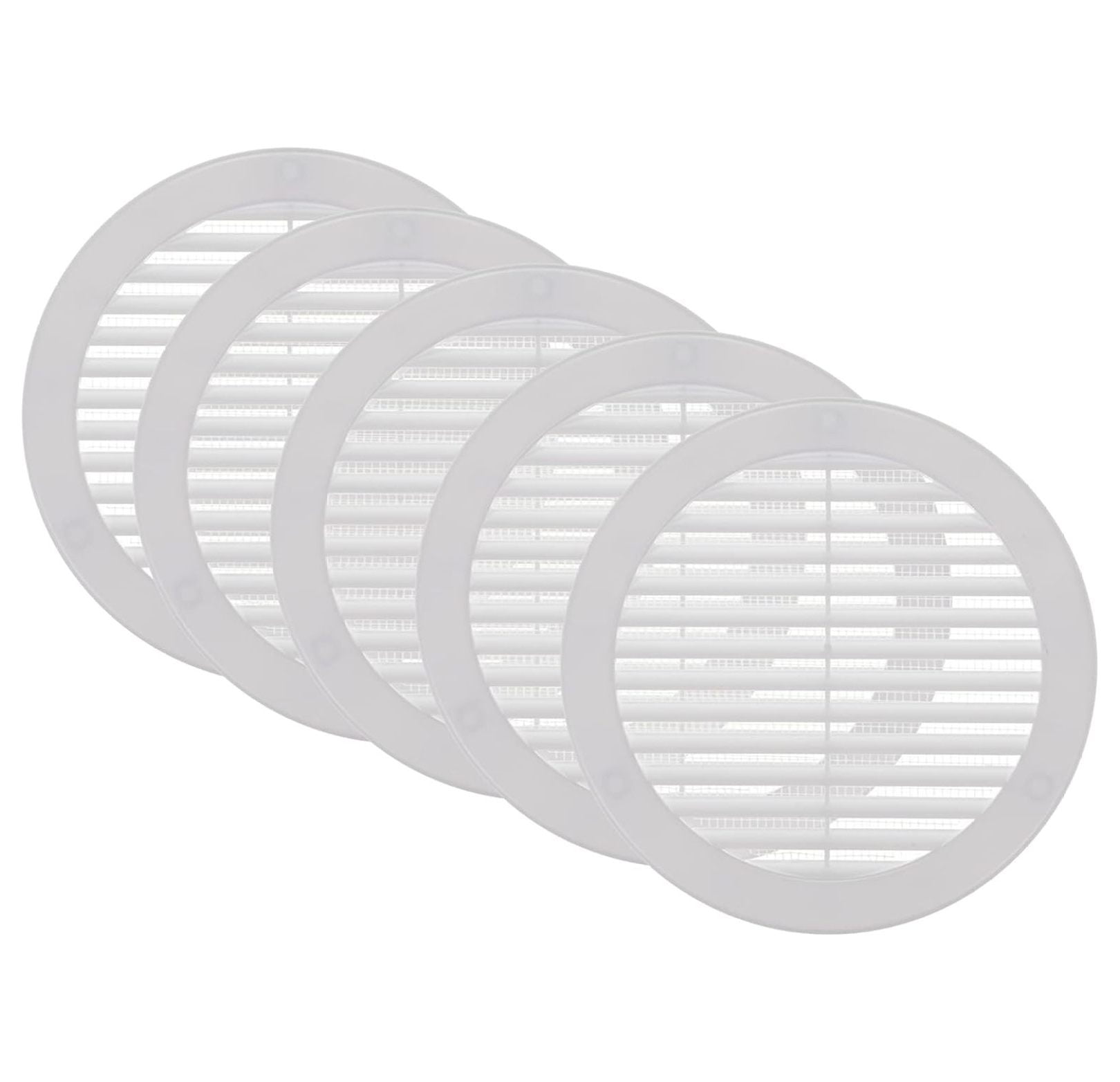 6'' Inch White Soffit Vent Cover with Flange - Pack of 5 - Round Louver ...