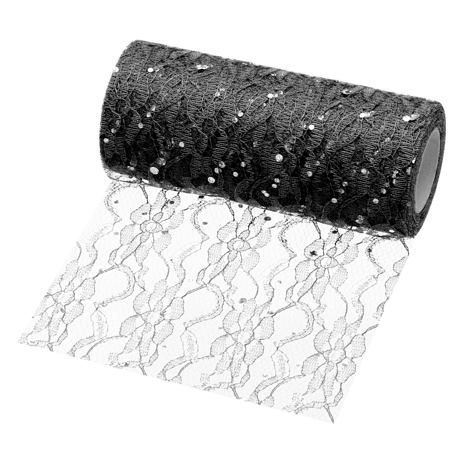 6 Inch Wide Lace Sequin Tulle Ribbon Rolls Glitter Netting Fabric 10 ...