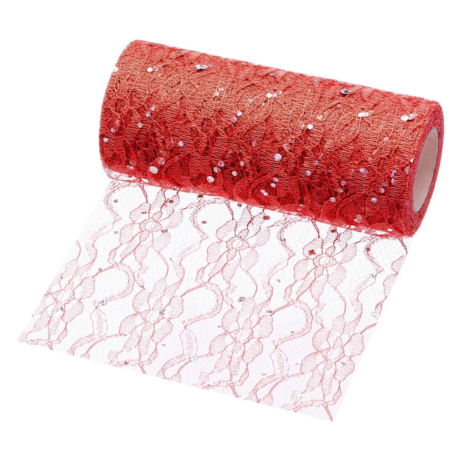 6 Inch Wide Lace Sequin Tulle Ribbon Rolls Glitter Netting Fabric 10 ...