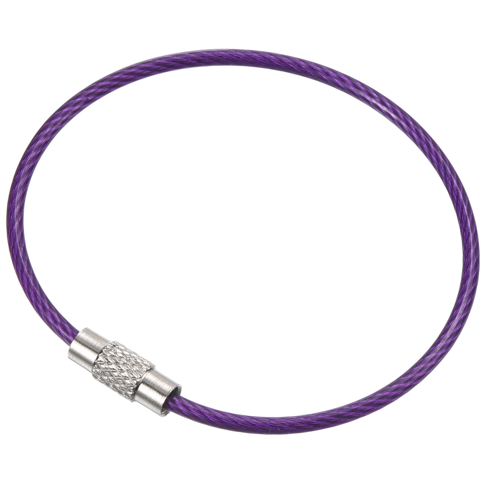 6 Inch Wire Keychain Cable Stainless Steel Key Ring Loop, Purple, 10 ...