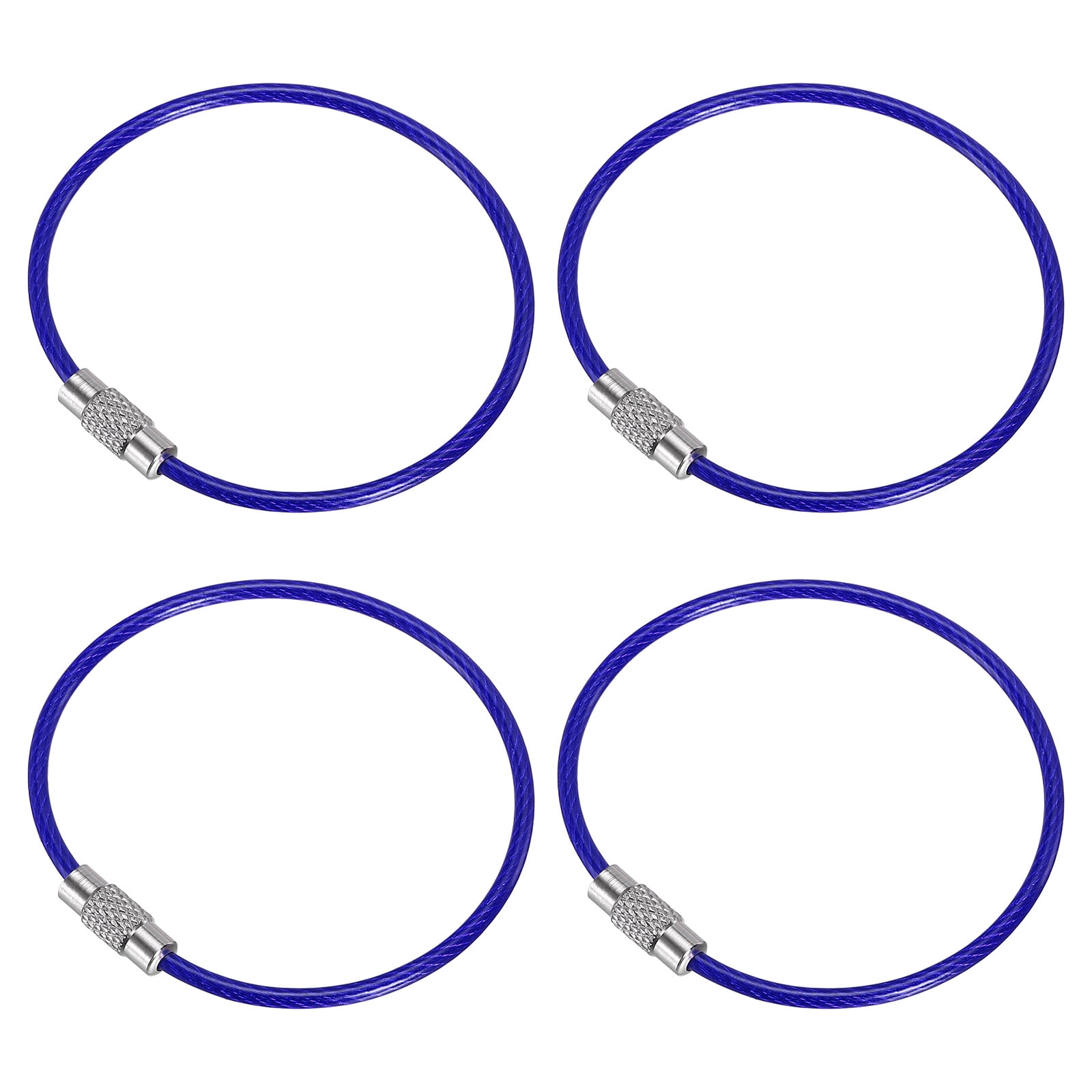 6 Inch Wire Keychain Cable Stainless Steel Key Ring Loop, Sapphire Blue ...