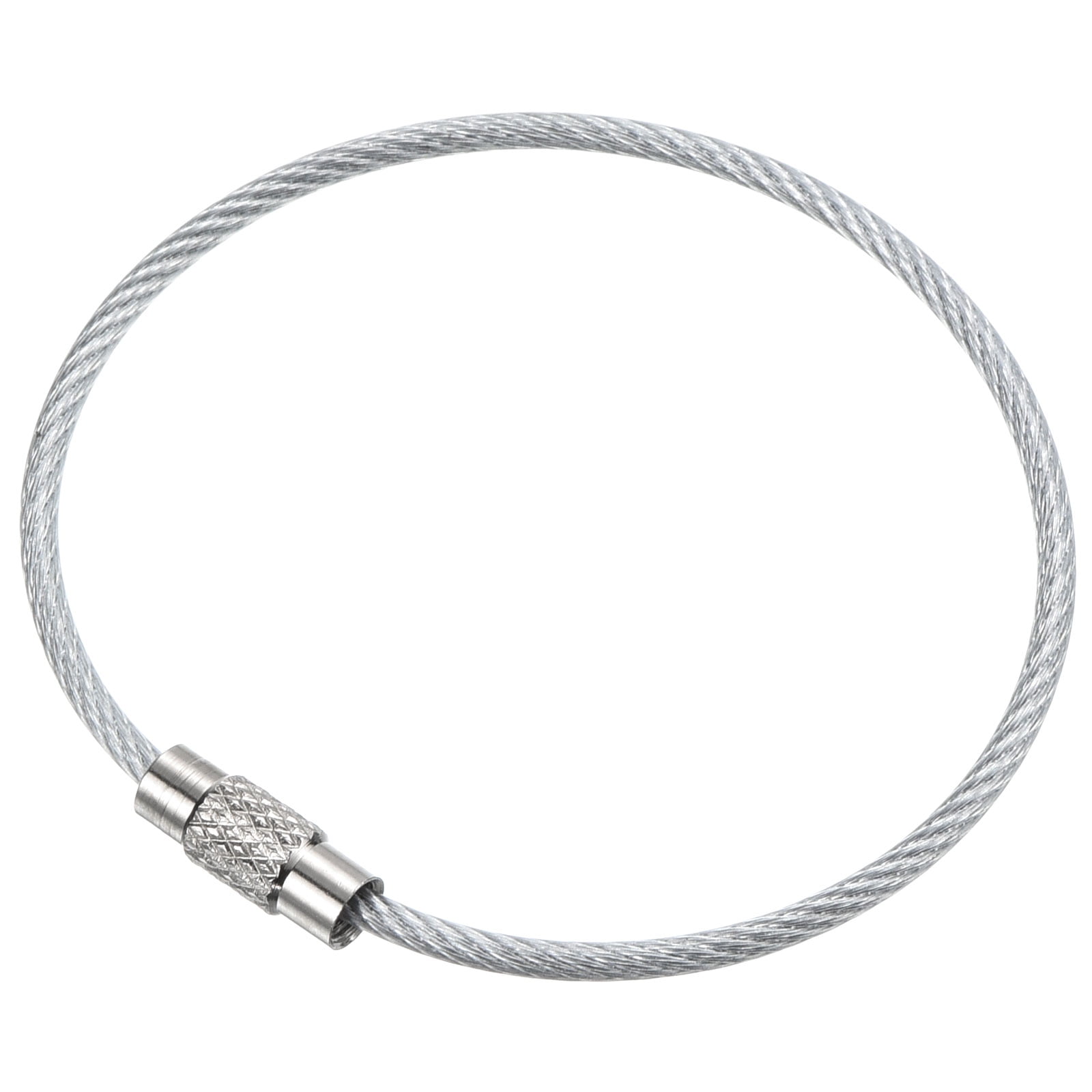 6 Inch Wire Keychain Cable Stainless Steel Key Ring Loop, Silver, 15 ...