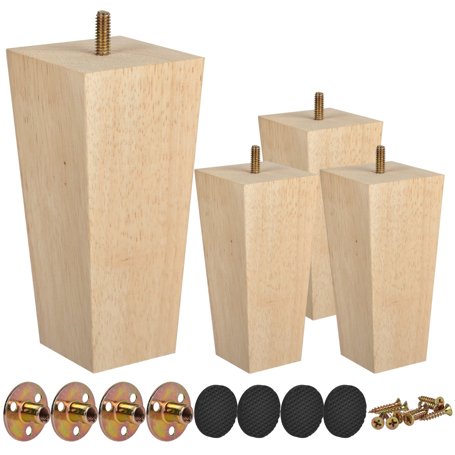6 Inch Wooden Furniture Legs,Tchosuz Set of 4 Solid Wood Unfinished ...