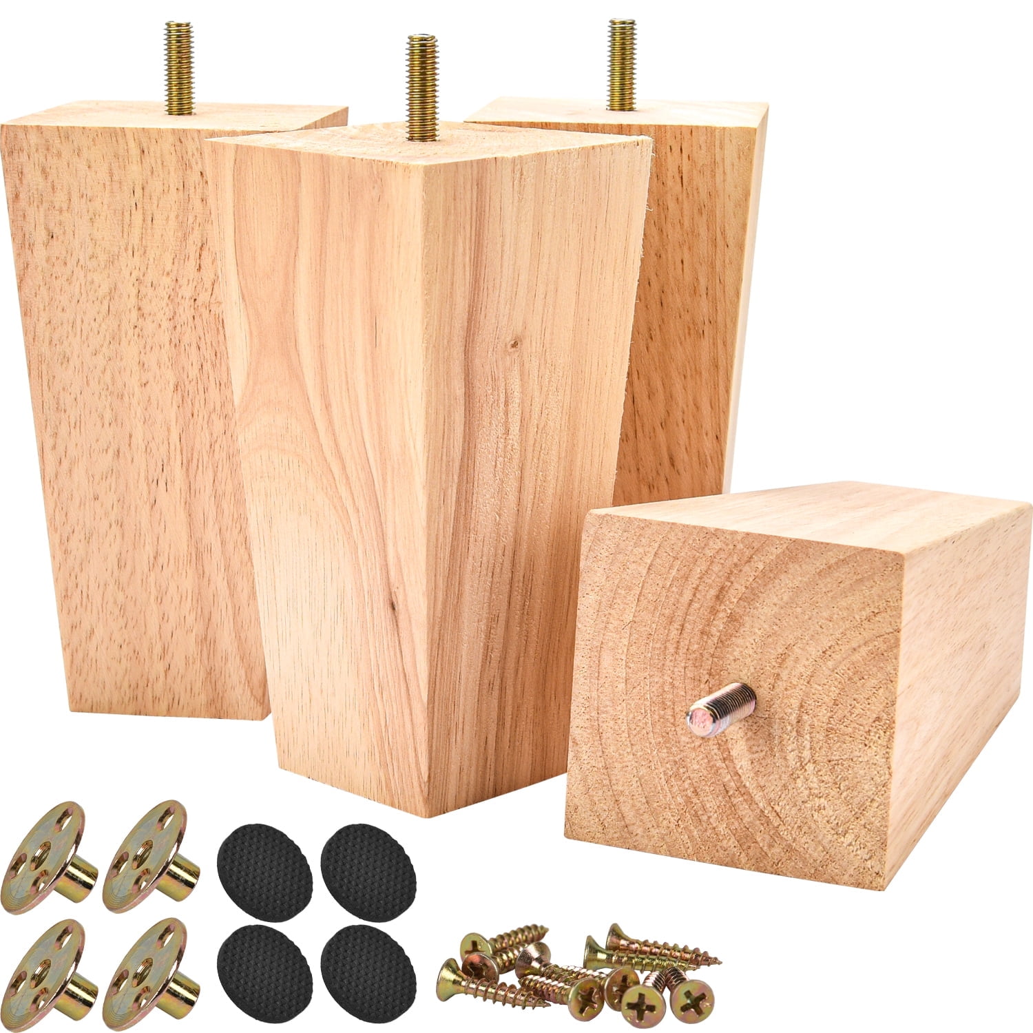 6 Inch Wooden Furniture Legs,Tchosuz Set of 4 Solid Wood Unfinished ...