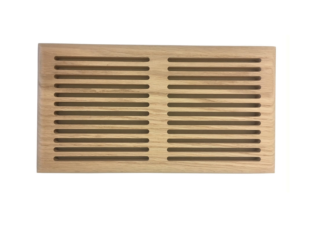 6 Inch x 12 Inch Red Oak Hardwood Vent Floor Register Surface Mount, Slotted Style, Unfinished ...