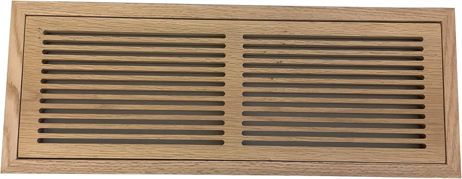 6 Inch x 20 Inch Red Oak Hardwood Vent Floor Register Flush Mount with ...