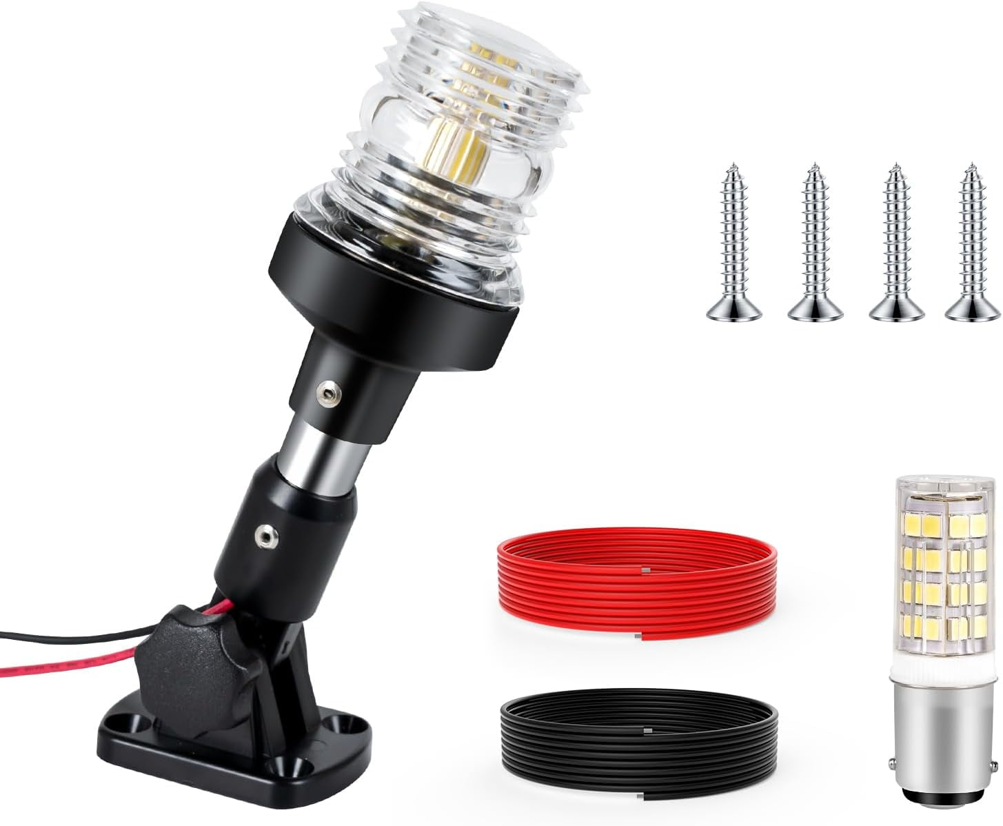 6 Inches Anchor Light Boat Stern Light Waterproof IP67, White Fold Down ...