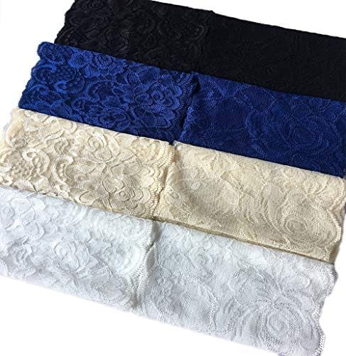 6 Inches Assorted Embroidery Floral Stretchy Lace Elastic Trim Fabric ...