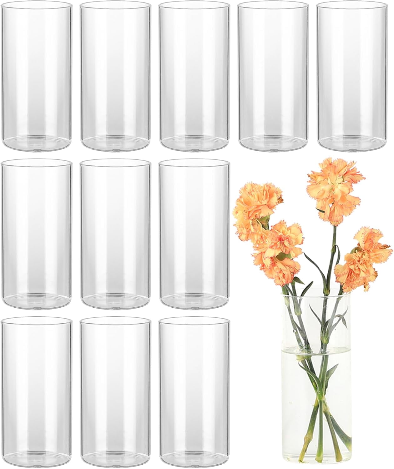 6 Inches Glass Cylinder Vases, 12 Pack for Centerpieces, Clear ...