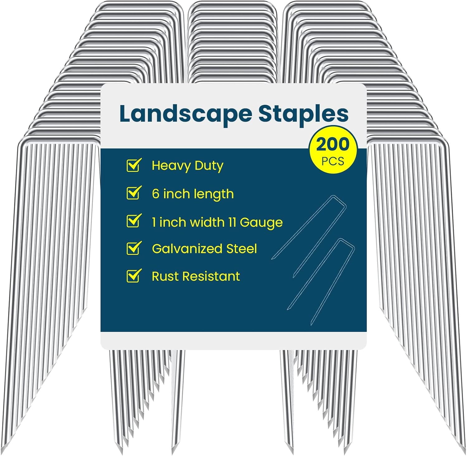 6 Inches Landscape Staples Galvanized Steel Garden Stakes Securing Pegs ...