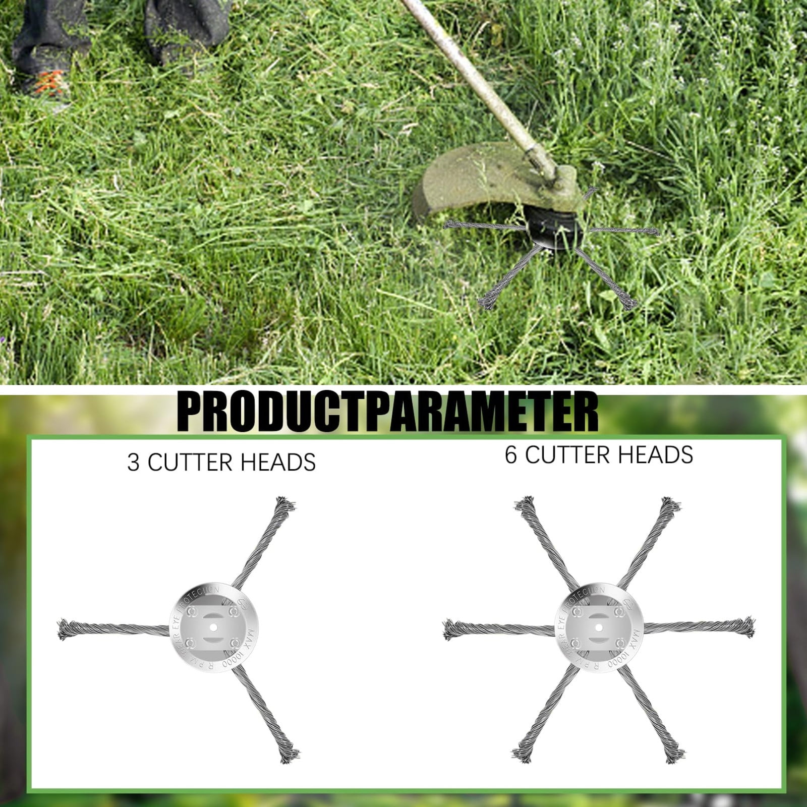 6 Inches Steel Wire Grass Trimmer Head - 2025 Replacement for Battery ...