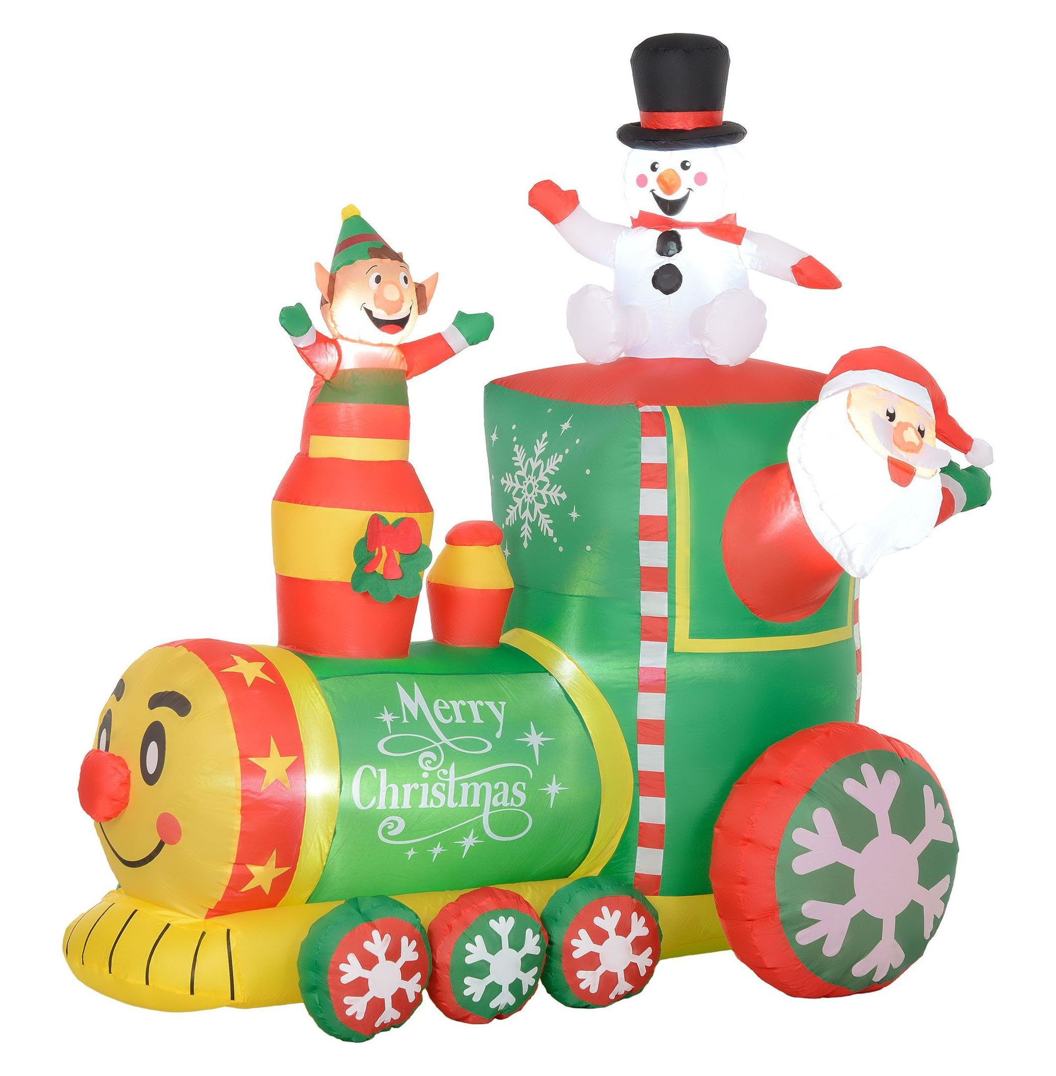 6' Inflatable Christmas Train Decoration with LED Lights - Holiday Yard ...