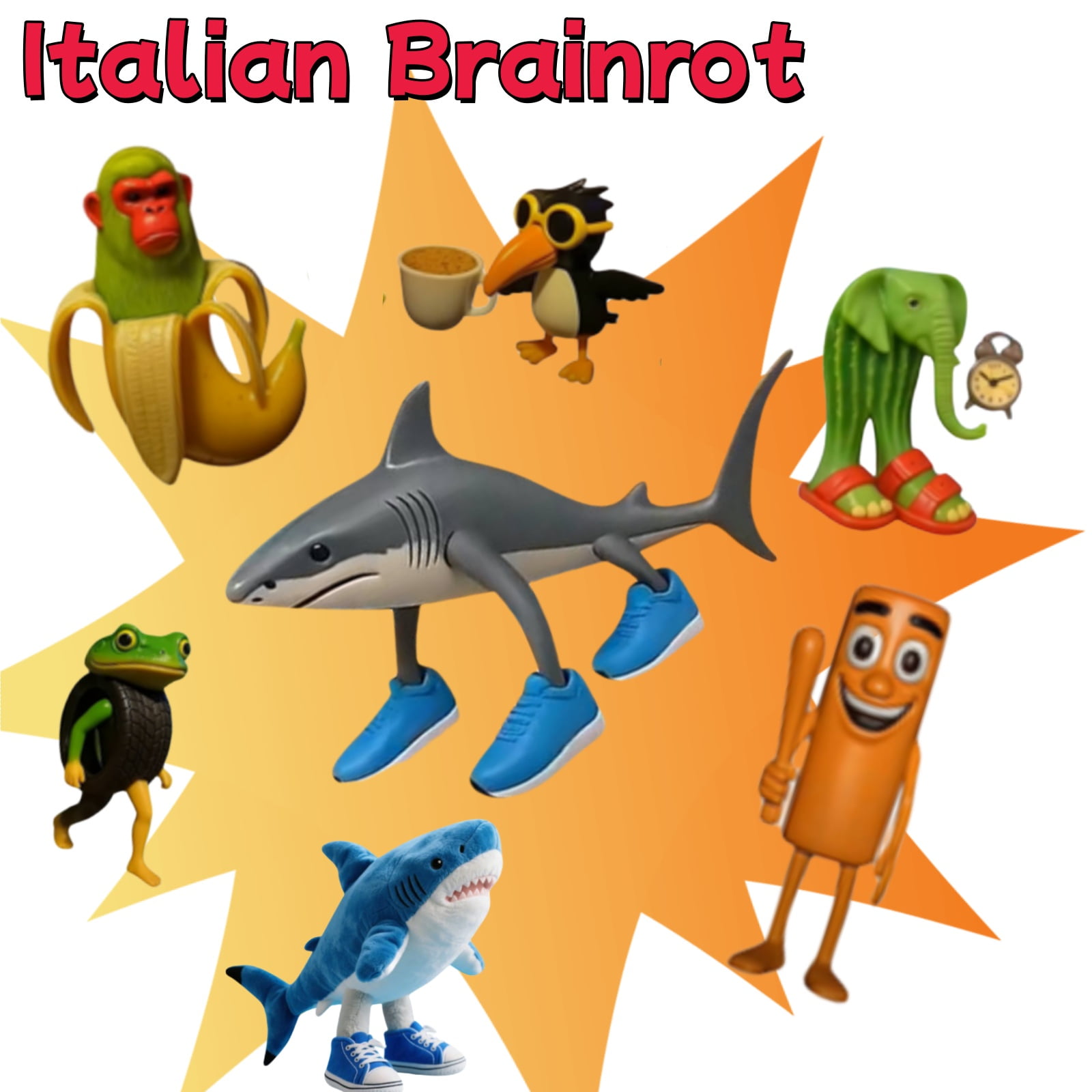 6" Italian Brainrot Animal Figure Toys - Tralalero Tralala Meme Resin ...