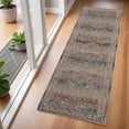 6' Ivory Brown And Gray Floral Distressed Runner Rug - Walmart.com