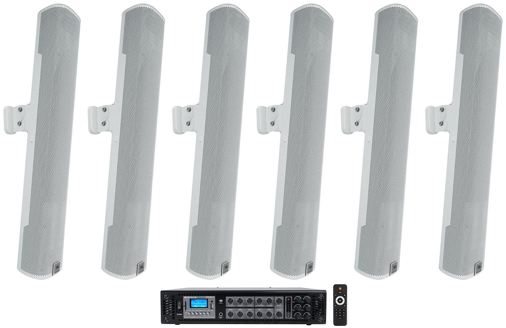 (6) JBL COL600-WH 24" White 70V Commercial Column Wall Mount Array ...