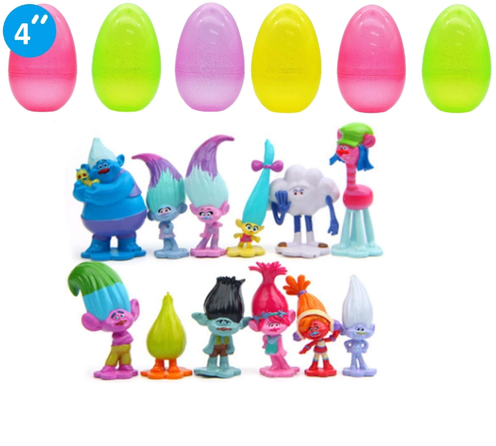 6 Jumbo Easter Egg Party Favors with 12 Pcs Troll Figurines - Walmart.com
