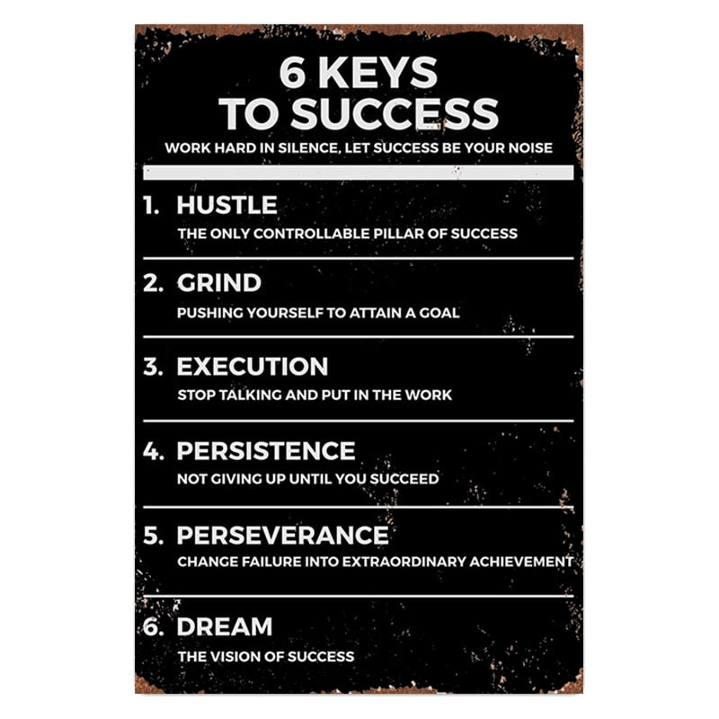 6 KEYS TO SUCCESS Novelty Tin Metal Sign Plaque Bar Pub Vintage Aluminum Retro Wall Decor Poster ...