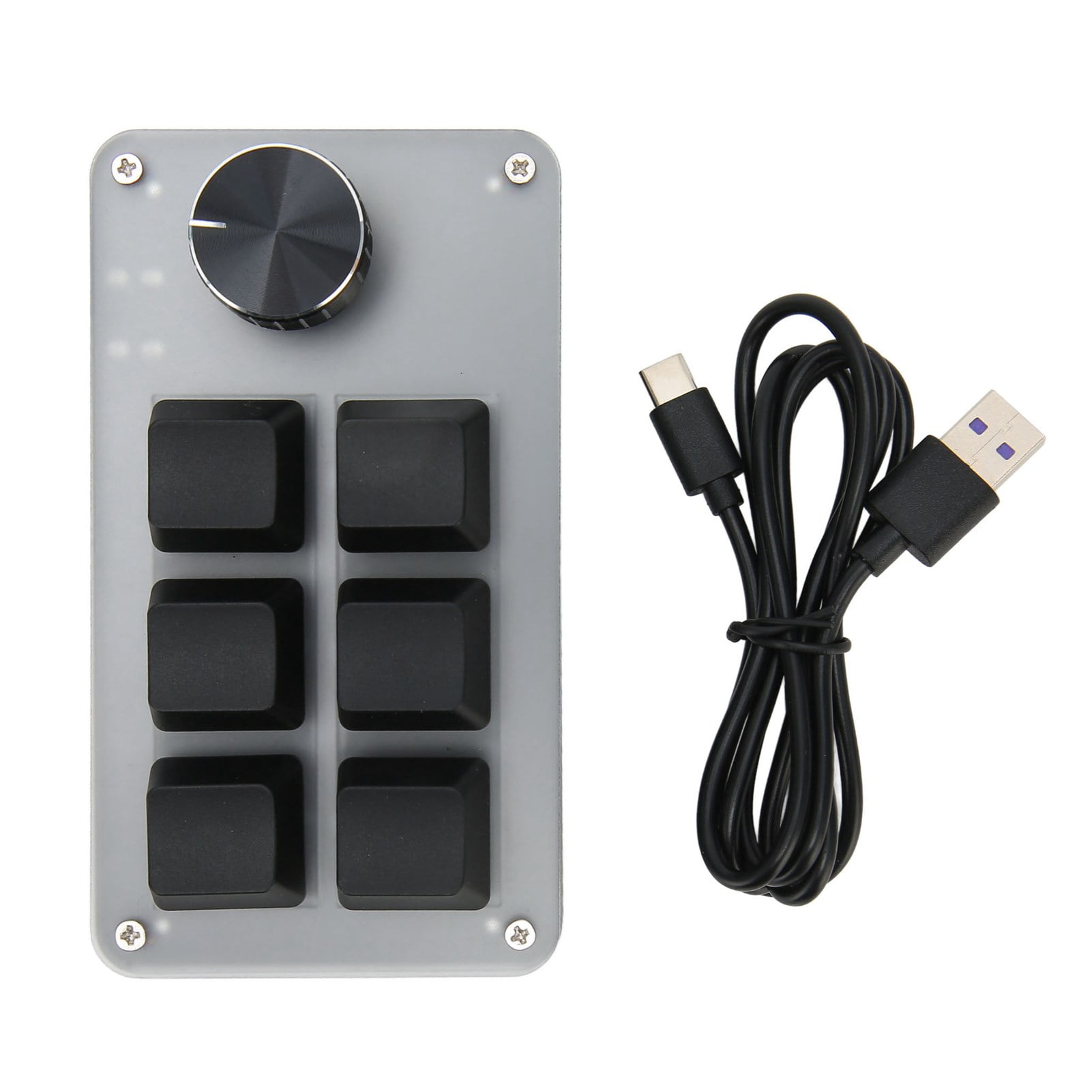 6 Key Mini Keypad with Knob RGB Light Blue Switch Wired Connection Plug ...