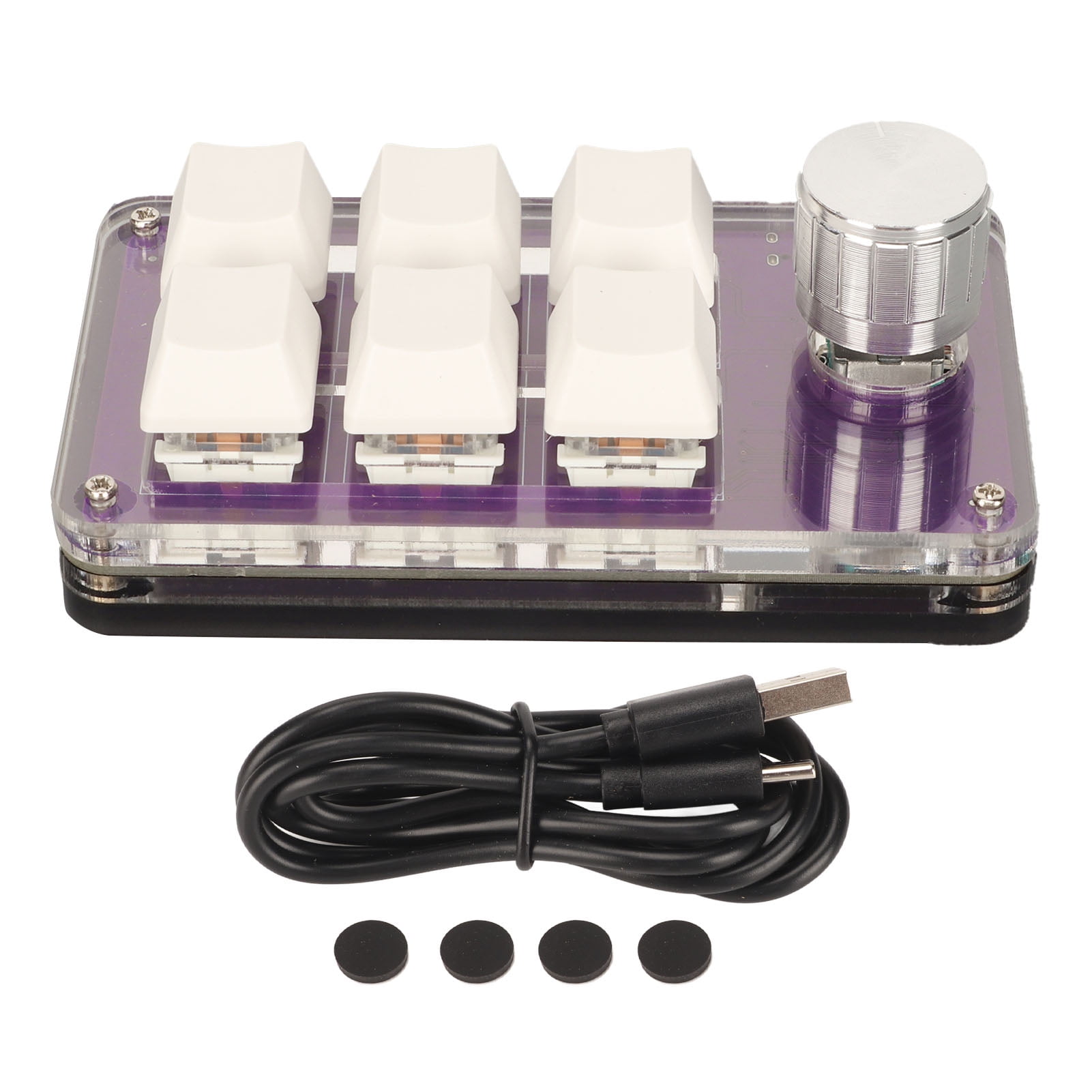 6 Key Mini Keypad with Knob RGB Light Blue Switch Wired Connection Plug ...