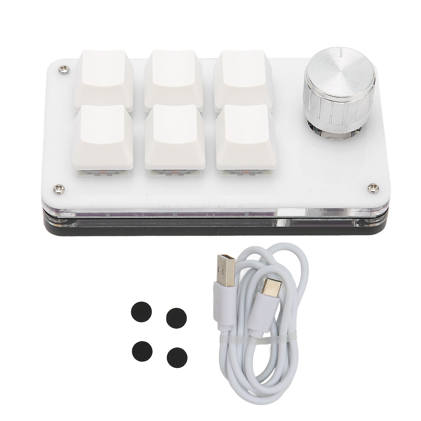6 Key One Handed Mechanical Keyboard with Knob Wired Plug and Play ...