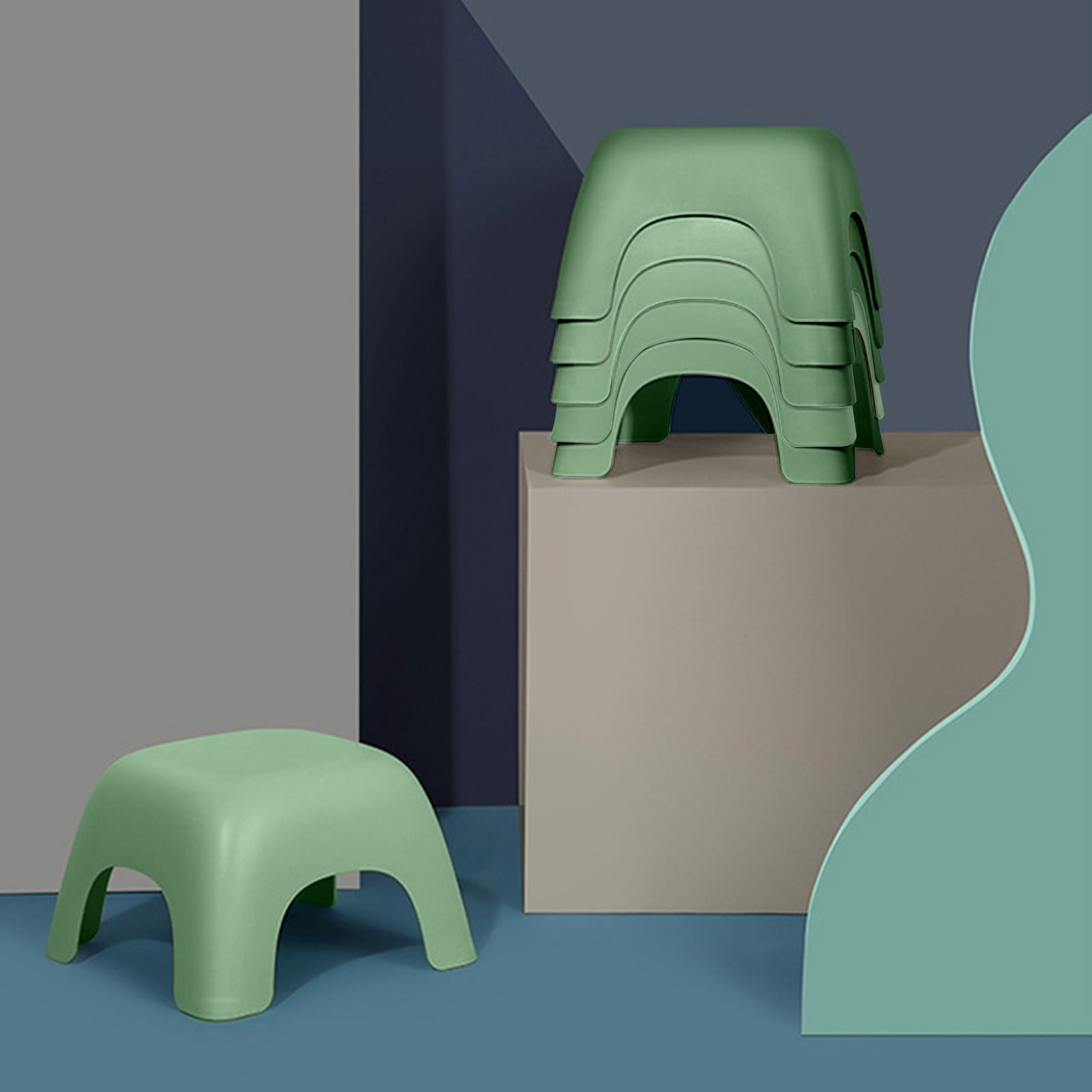 6" Kids Step Stool - Plastic Kitchen Stool, Lightweight and Easy to ...