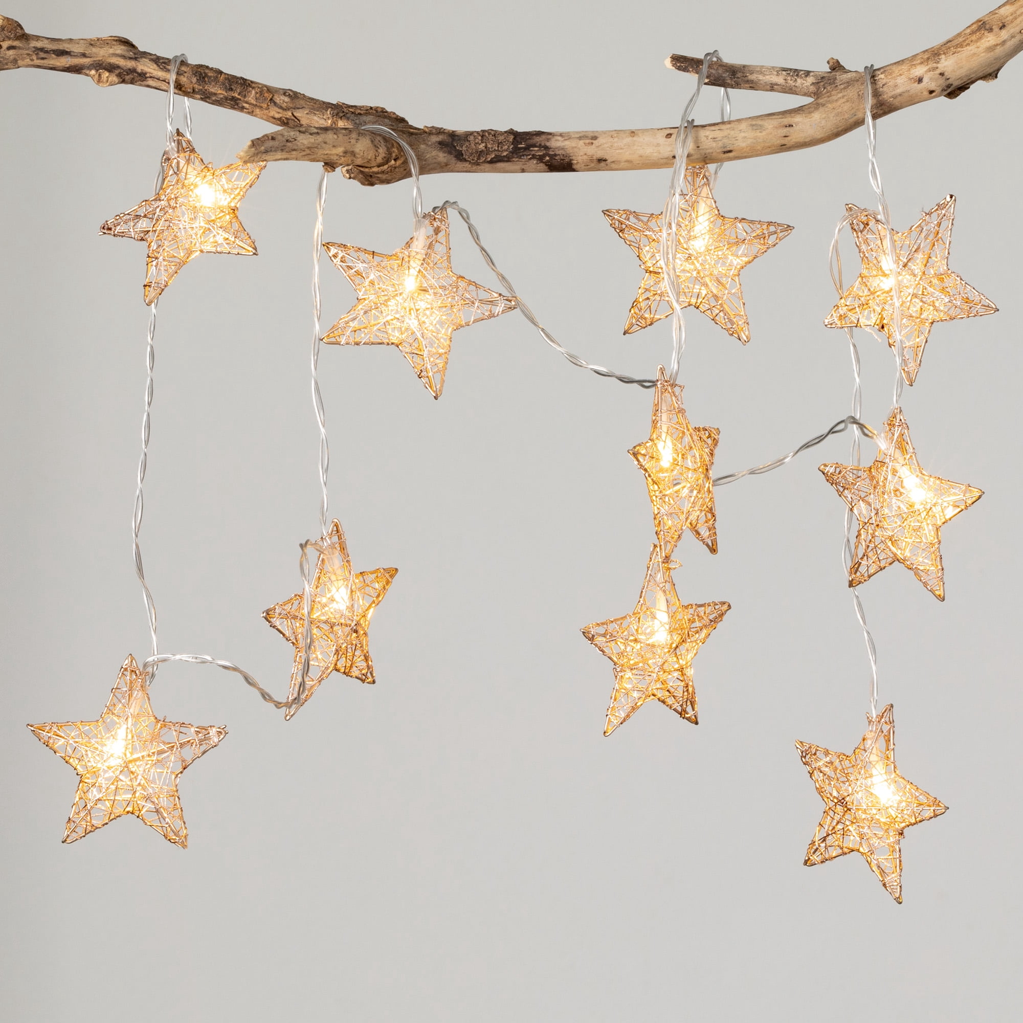 6'L Sullivans Gold Lighted Star Garland, Gold Christmas Garland ...