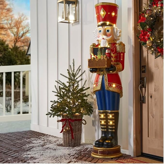6' Lifesize LED Metallic Grand Nutcracker with Christmas Music, Large ...